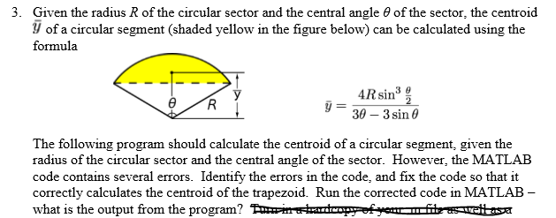 3. Given the radius R of the circular sector and the | Chegg.com