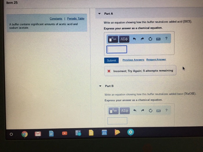 Solved Item 25 Part A A buffer contains significant amounts | Chegg.com