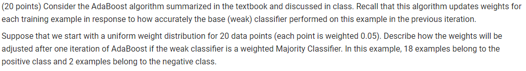 Solved (20 points) Consider the AdaBoost algorithm | Chegg.com