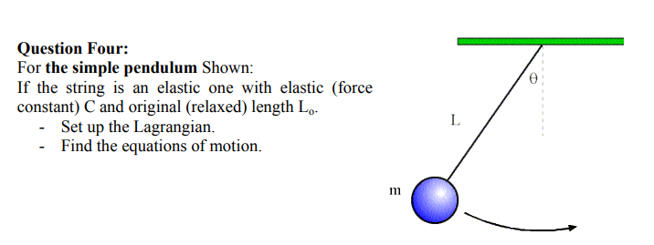 Solved Question Four: For the simple pendulum Shown: If the | Chegg.com