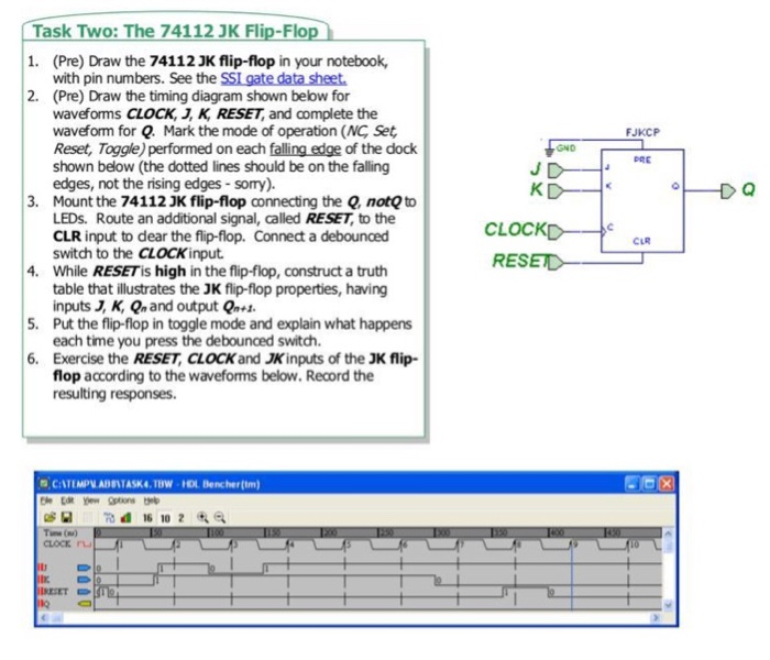 Solved Task Two: The 74112 JK Flip-Flo 1. (Pre) Draw the | Chegg.com