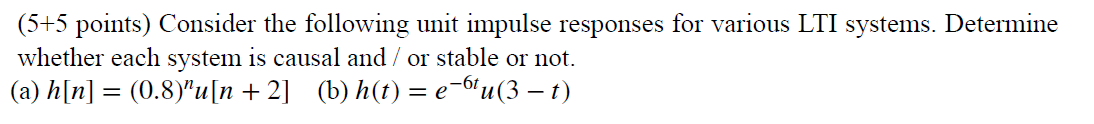 Solved (5+5 points) Consider the following unit impulse | Chegg.com