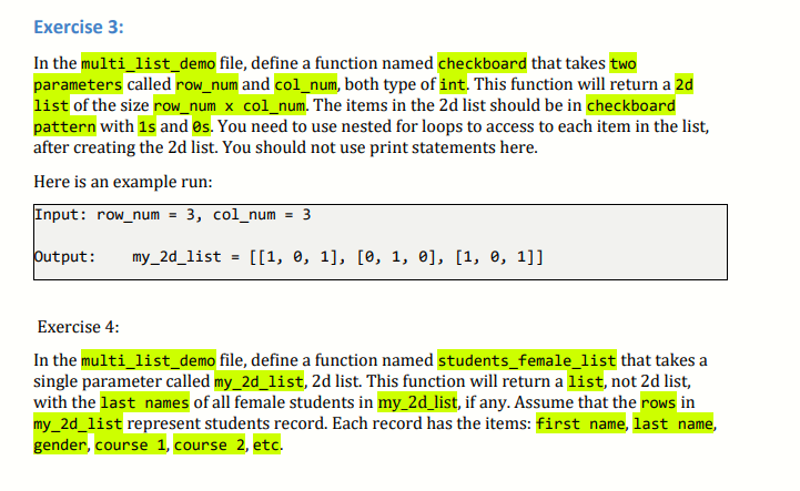 Solved In the multi_list_demo file, define a function named | Chegg.com