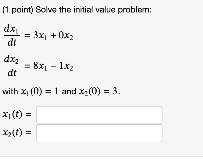 Solved (1 point) Solve the initial value problem: | Chegg.com