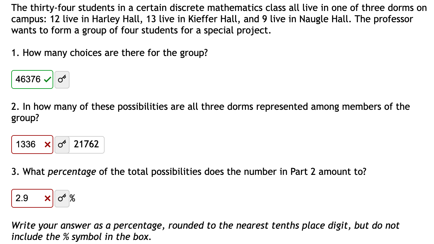 Solved The thirty-four students in a certain discrete | Chegg.com