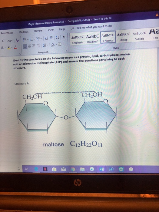 Solved Maijor Macromolecules formatted Compatibility Mode | Chegg.com