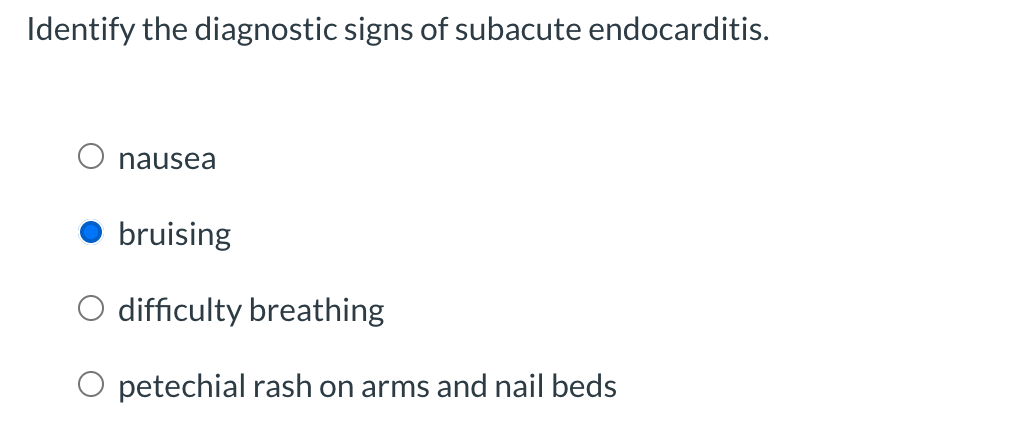 Solved Identify the diagnostic signs of subacute | Chegg.com