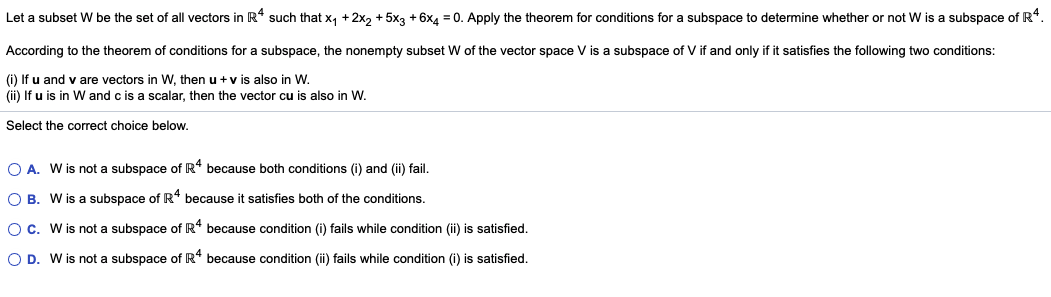 Solved Let a subset W be the set of all vectors in R+ such | Chegg.com