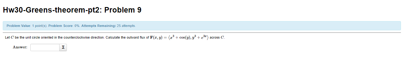 Solved Hw30-Greens-theorem-pt2: Problem 9 Problem Value: 1 | Chegg.com