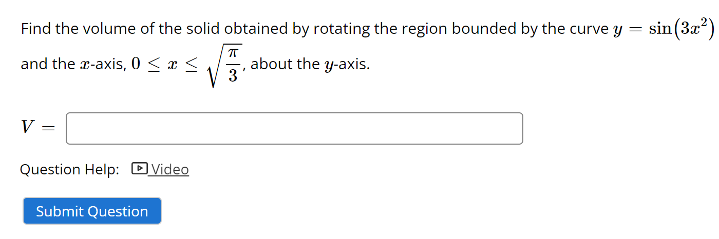 Solved Find the volume of the solid obtained by rotating the | Chegg.com