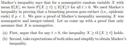 Solved Markov's inequality says that for a nonnegative | Chegg.com
