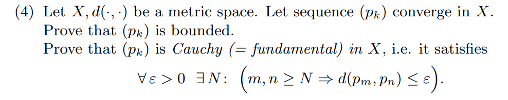 Solved (4) Let X, d(.,.) be a metric space. Let sequence | Chegg.com