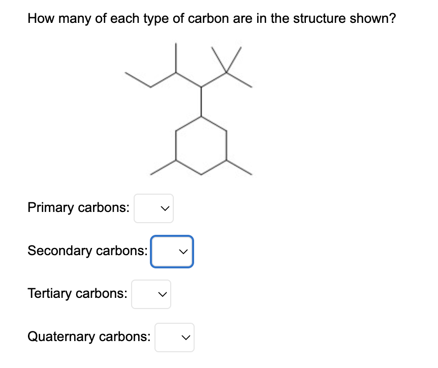 Solved How many of each type of carbon are in the structure | Chegg.com