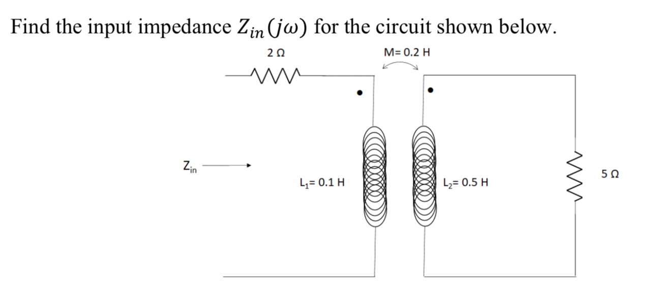 Solved Find the input impedance Zin (jw) for the circuit | Chegg.com