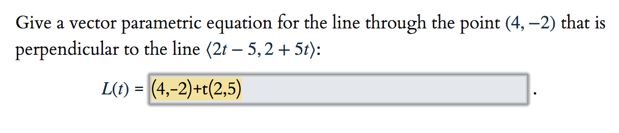 Solved Give a vector parametric equation for the line | Chegg.com