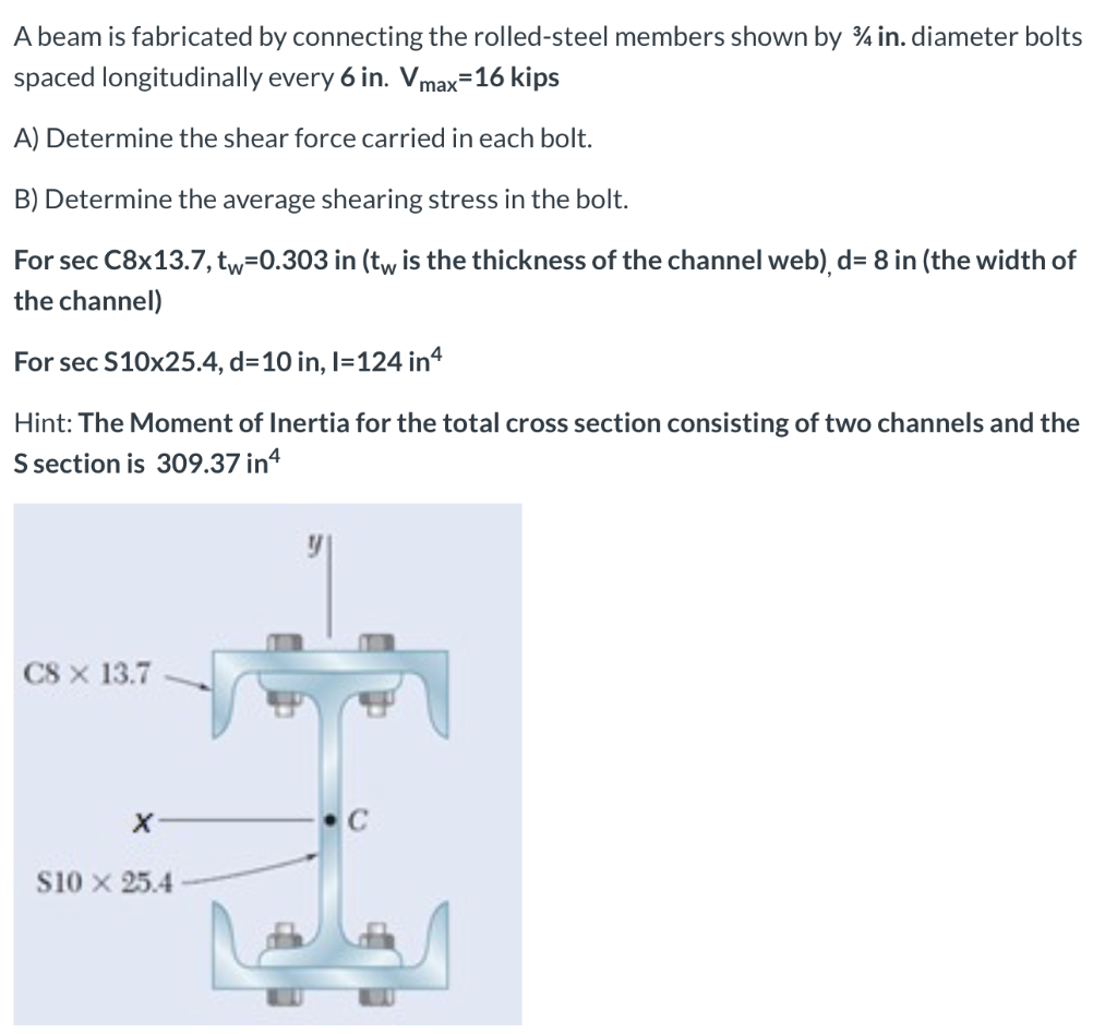 Solved A beam is fabricated by connecting the rolled-steel | Chegg.com