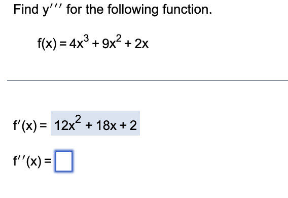 Solved Find y''' ﻿for the following | Chegg.com