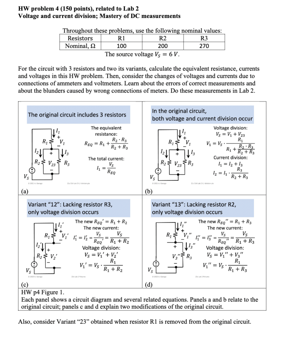 Solved HW problem 4 (150 points), related to Lab 2 Voltage | Chegg.com