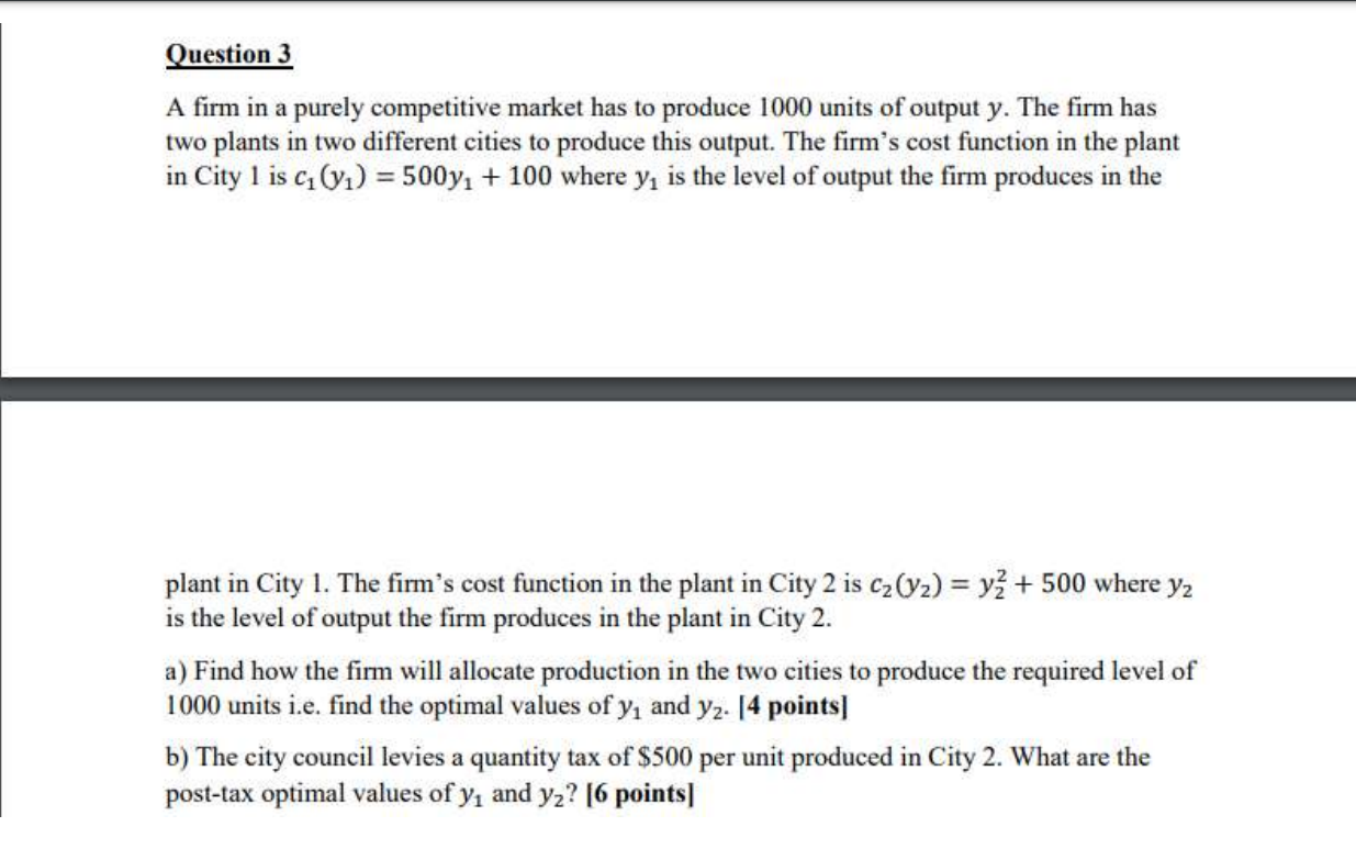 Solved Question 3A firm in a purely competitive market has | Chegg.com