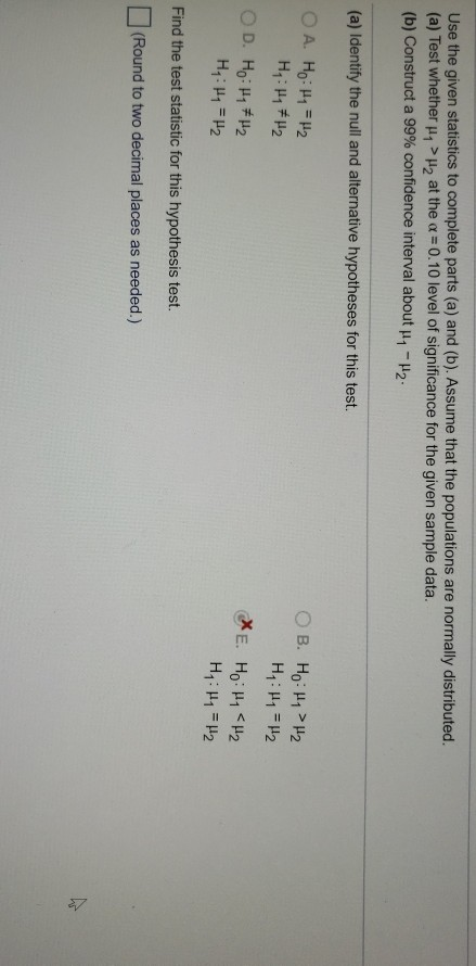 Solved Use the given statistics to complete parts (a) and | Chegg.com