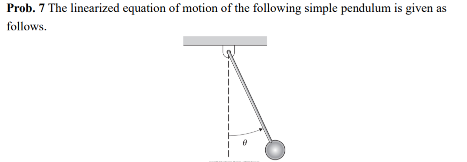 Solved Prob. 7 The linearized equation of motion of the | Chegg.com