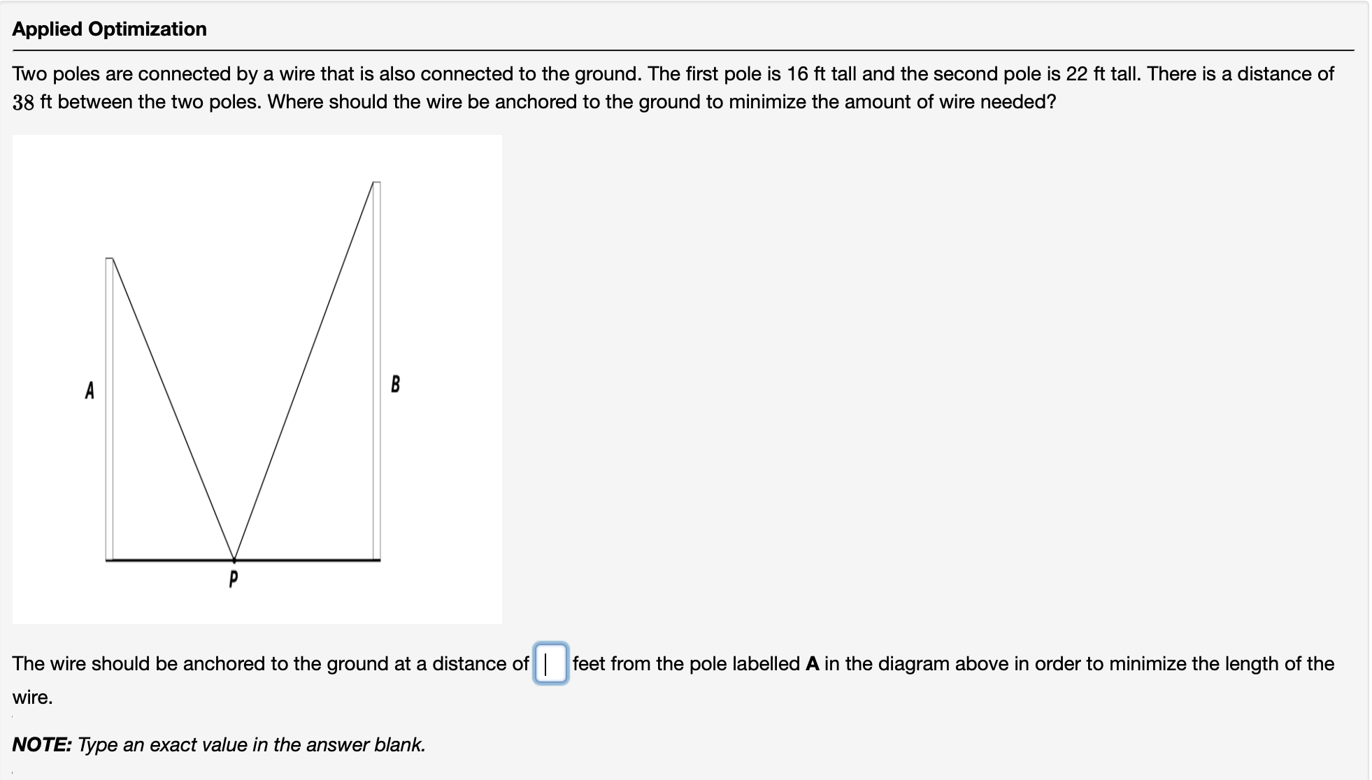 Solved Applied OptimizationTwo poles are connected by a wire | Chegg.com