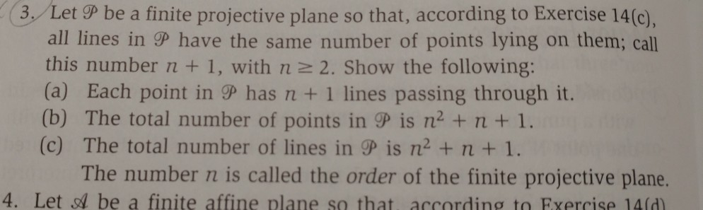 Solved 3. Let P be a finite projective plane so that, | Chegg.com