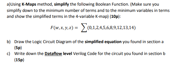 Solved a)Using K-Maps method, simplify the following Boolean | Chegg.com