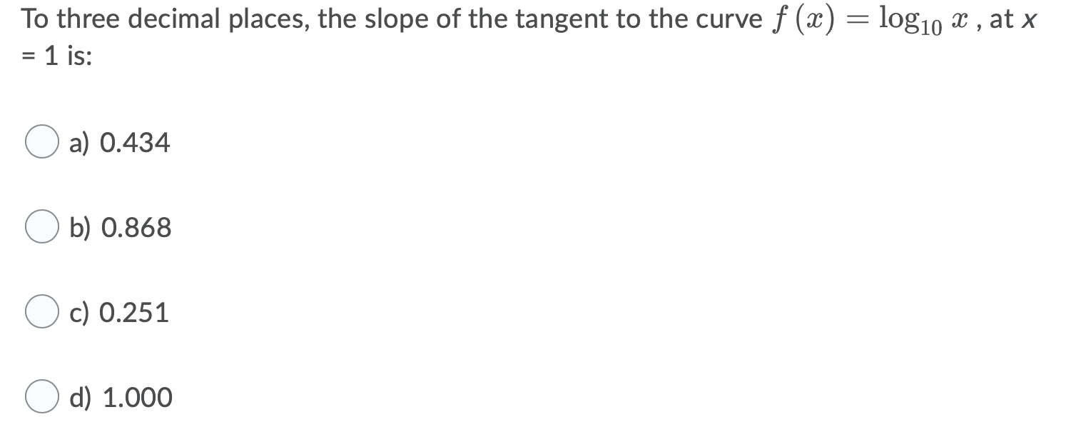 Solved To three decimal places, the slope of the tangent to | Chegg.com