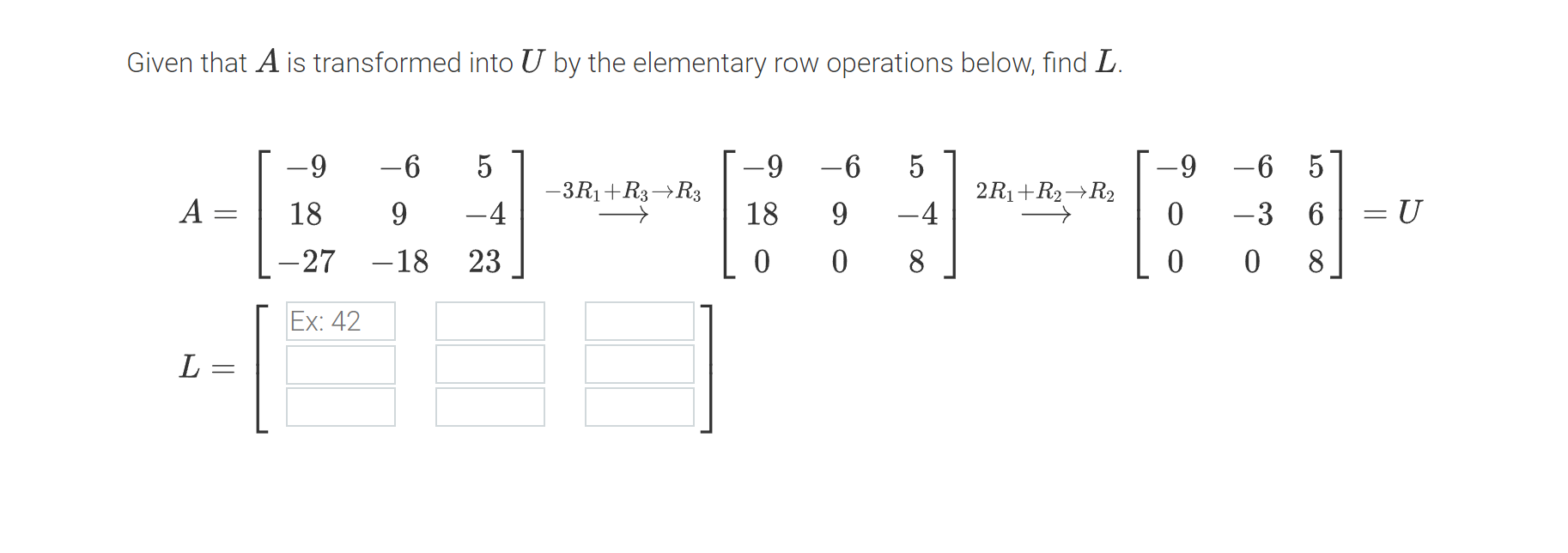 Use the elementary matrix E to find EA using an | Chegg.com