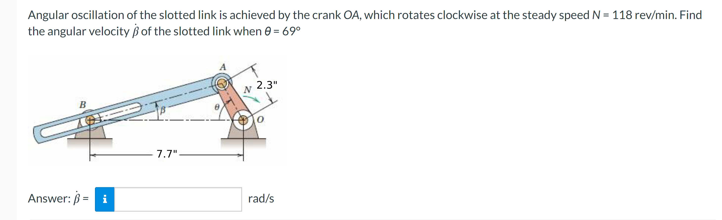 Solved Angular oscillation of the slotted link is achieved | Chegg.com