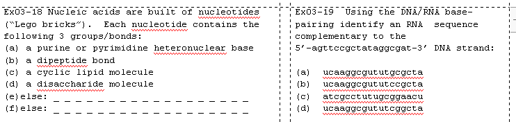 Solved Ex03-19 Using the DNA/RNA base- pairing identify an | Chegg.com