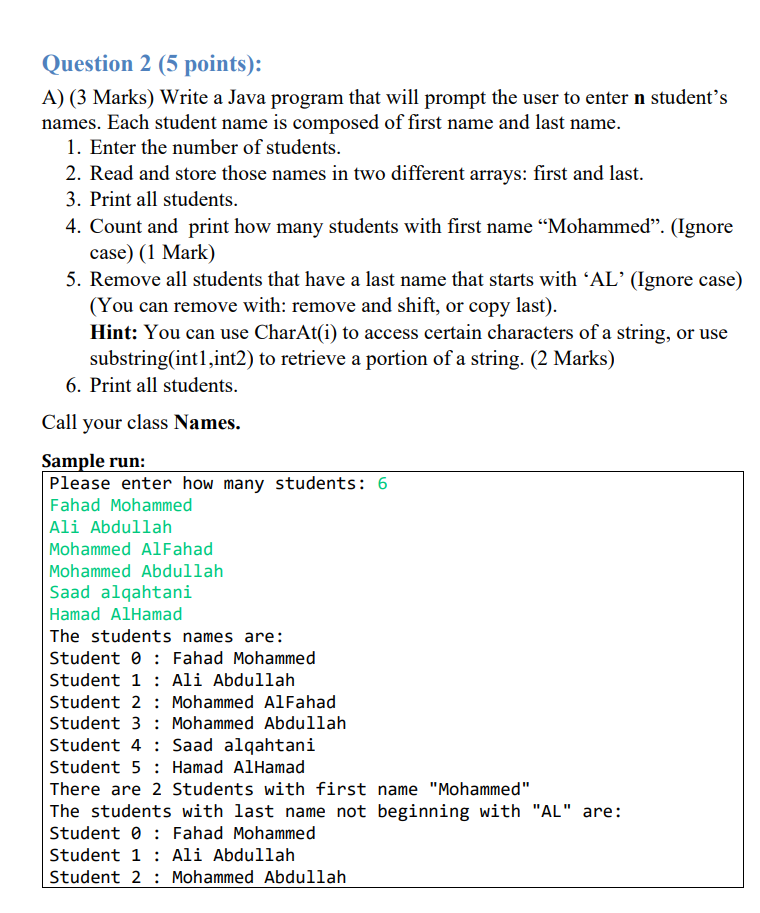 Solved Typo in the exam: In the last question, in the sample | Chegg.com