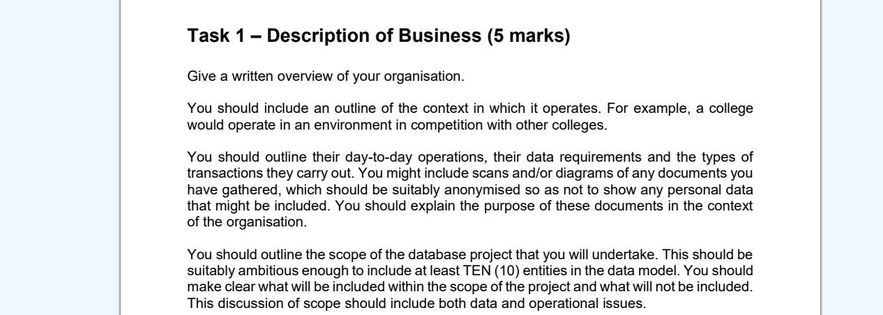 Solved Task 1 - Description of Business (5 marks) Give a | Chegg.com