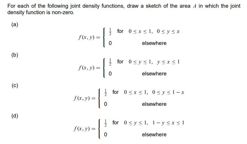 Solved For each of the following joint density functions, | Chegg.com