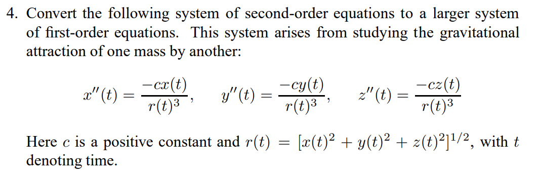 Solved Convert The Following System Of Second Order