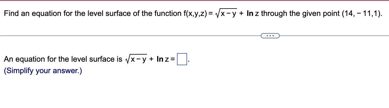 Solved Find an equation for the level surface of the | Chegg.com