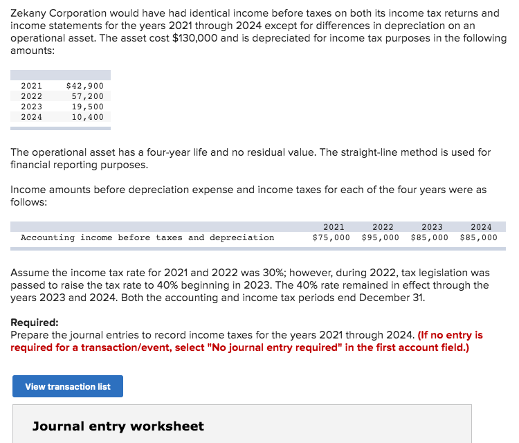 Solved Zekany Corporation would have had identical income | Chegg.com