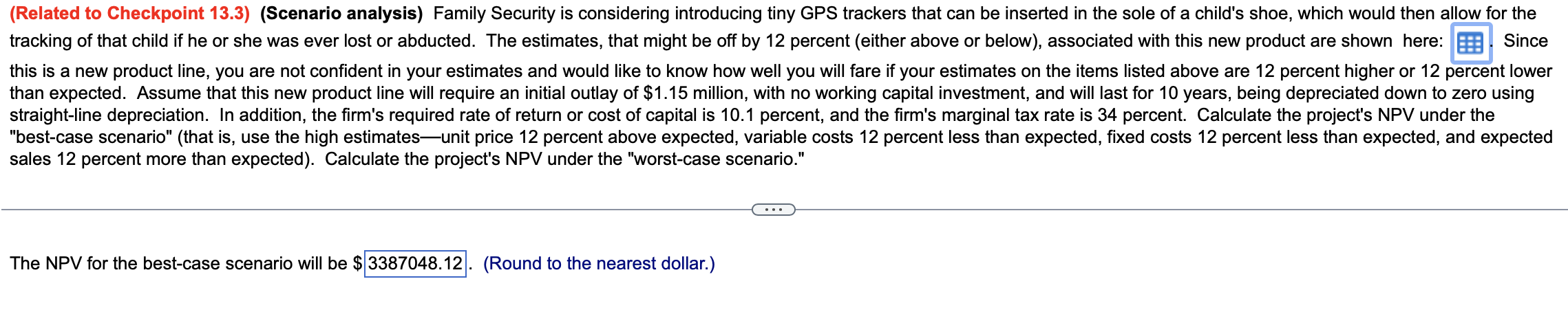 Solved I(Related to Checkpoint 13.3) (Scenario analysis) | Chegg.com
