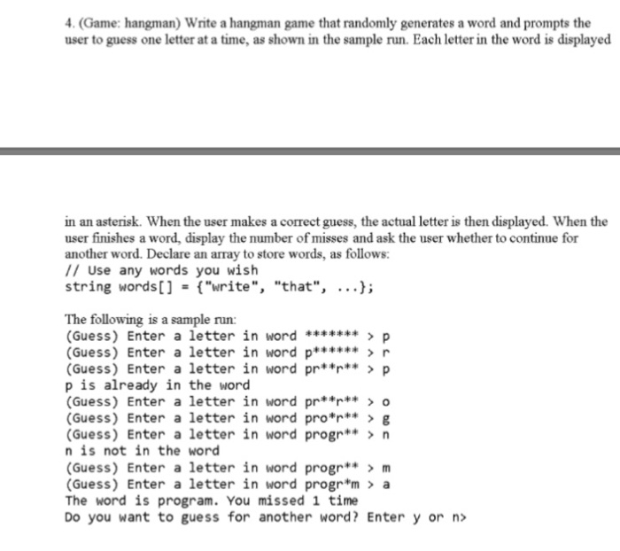 Solved (Game: hangman) Write a hangman game that randomly | Chegg.com