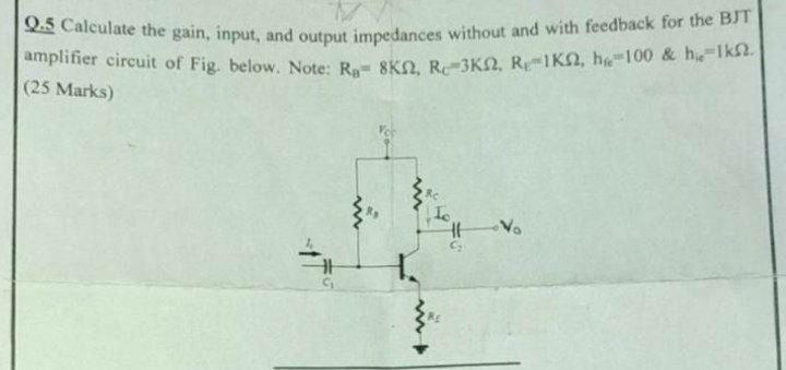 Solved 2.5 Calculate the gain, input, and output impedances | Chegg.com