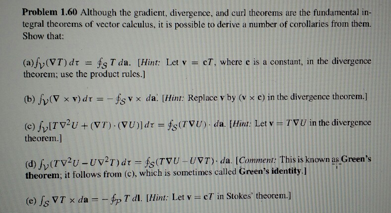 Solved Problem 1.60 Although the gradient, divergence, and | Chegg.com