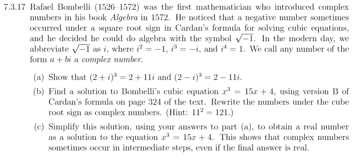 Solved USE CARDAN'S FORMULAS TO SOLVE PROBLEM 7.3.17. PLEASE | Chegg.com
