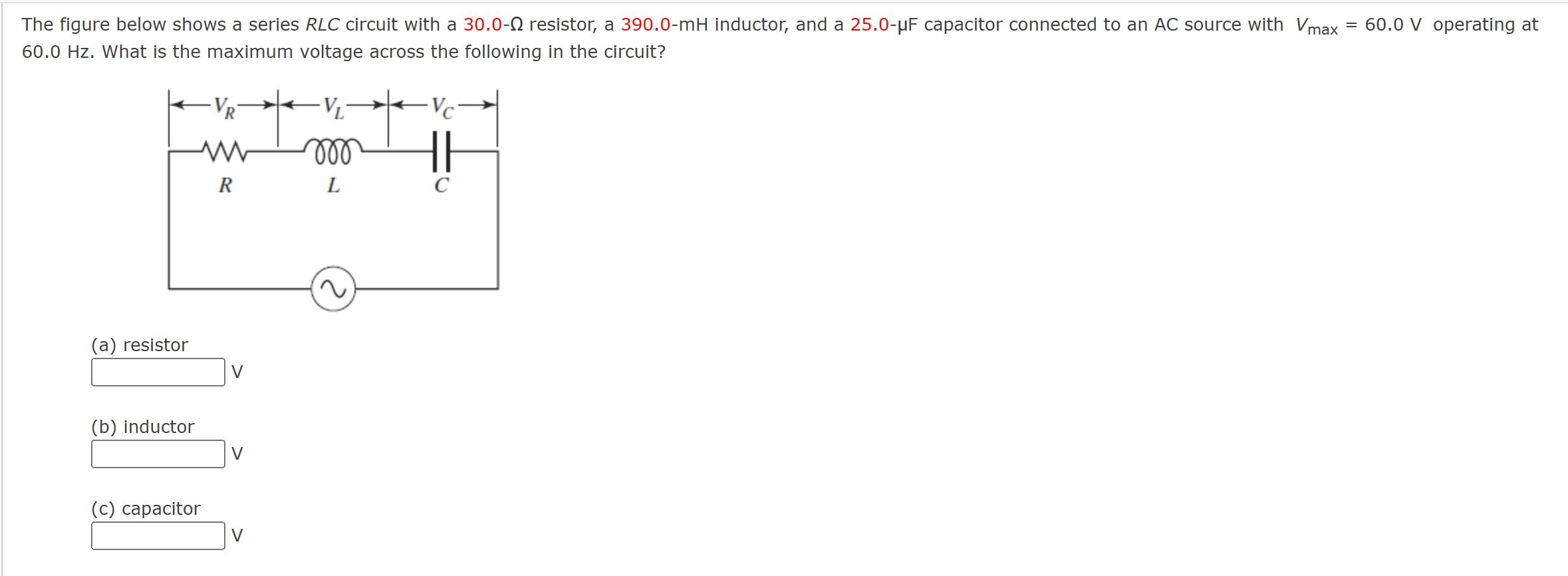 Solved The figure below shows a series RLC circuit with a | Chegg.com