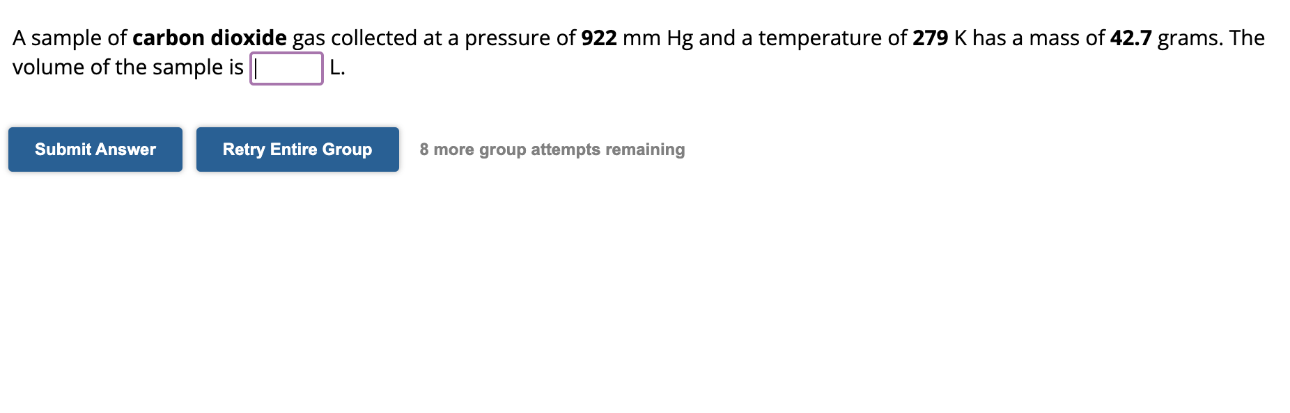 Solved A sample of carbon dioxide gas collected at a | Chegg.com