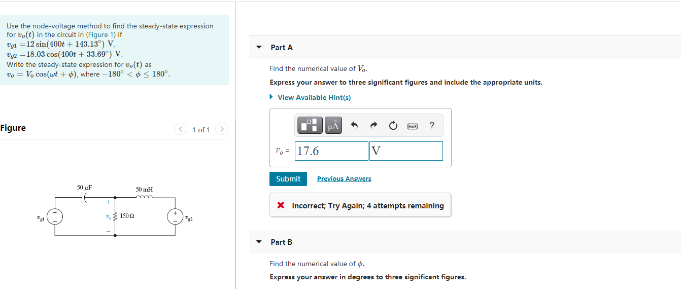Solved Use the node-voltage method to find the steady-state | Chegg.com