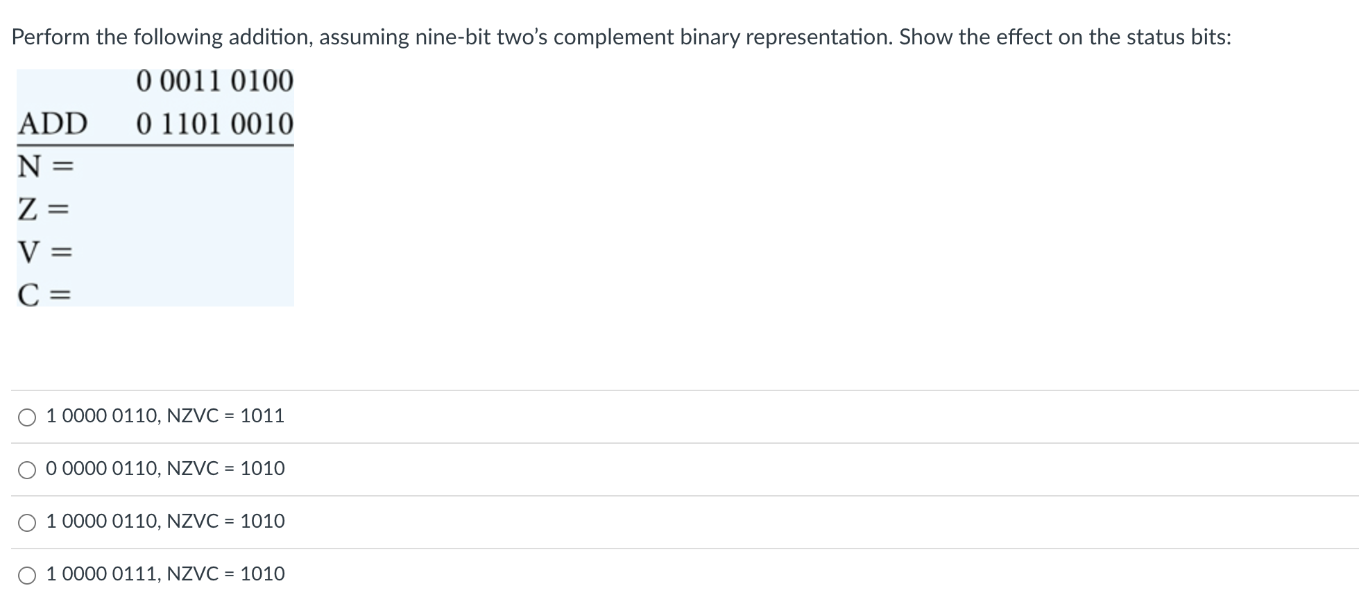 Perform the following addition, assuming nine-bit | Chegg.com