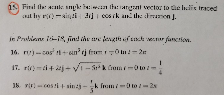 Solved 5. Find the acute angle between the tangent vector to | Chegg.com