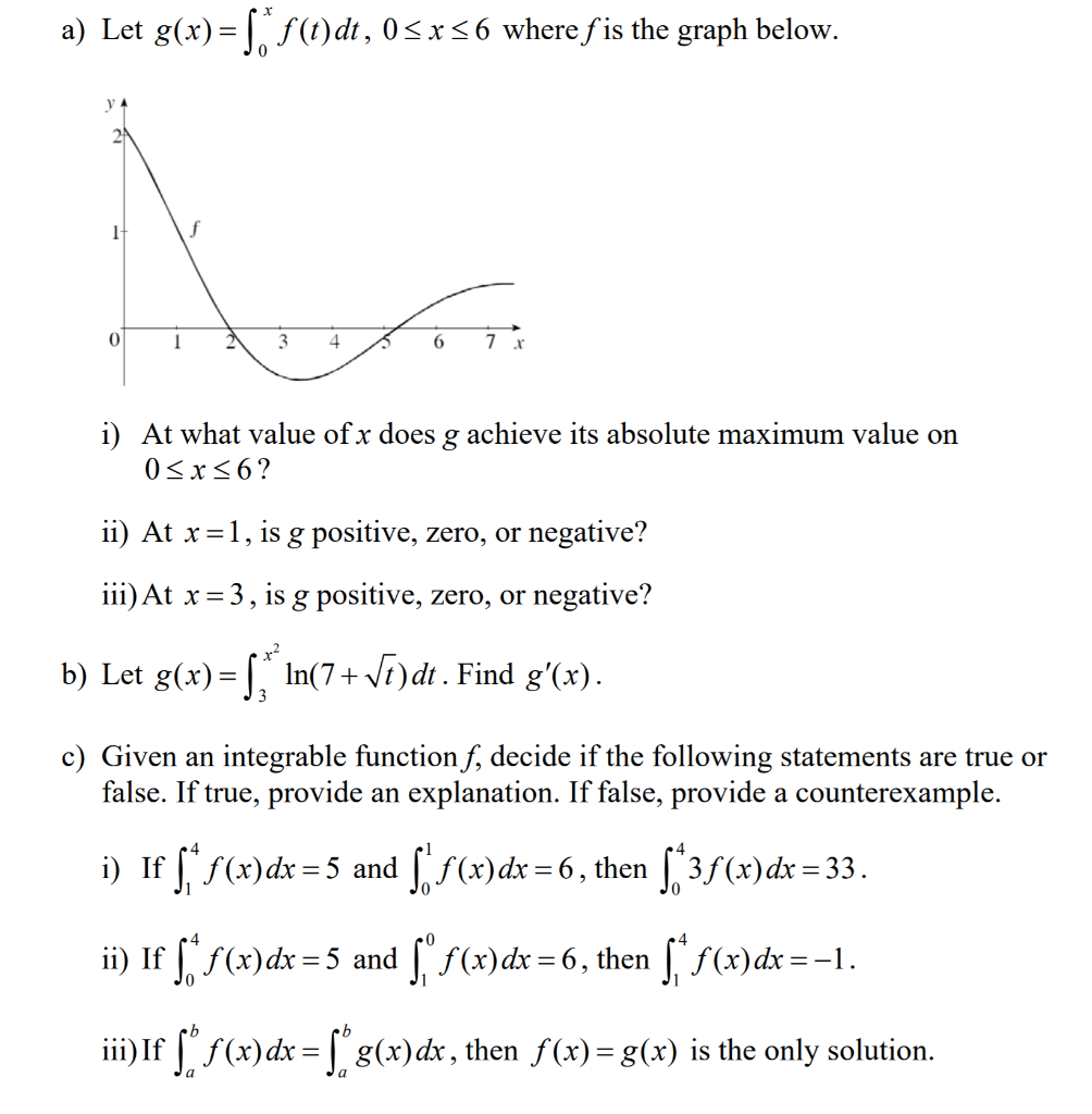 Solved a) Let g(x)= (* f (t)dt, 0 | Chegg.com