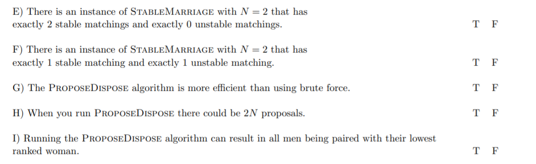 Solved E) There is an instance of STABLE MARRIAGE with N = 2 | Chegg.com